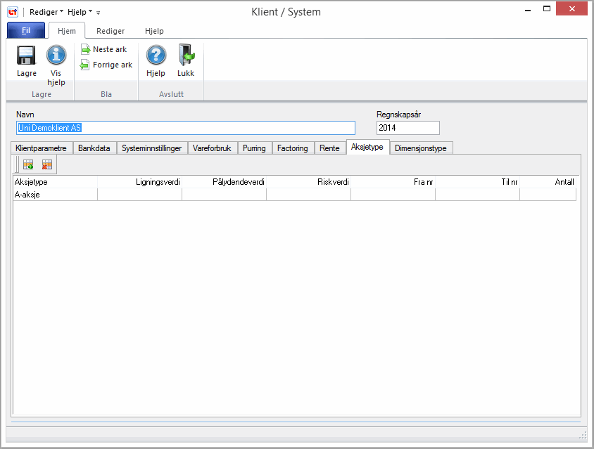 Aksjetype - Uni Micro Kundesenter